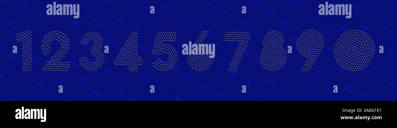 Numeric design halftone with triagle pattern shape, number 0, 1, 2, 3 ...