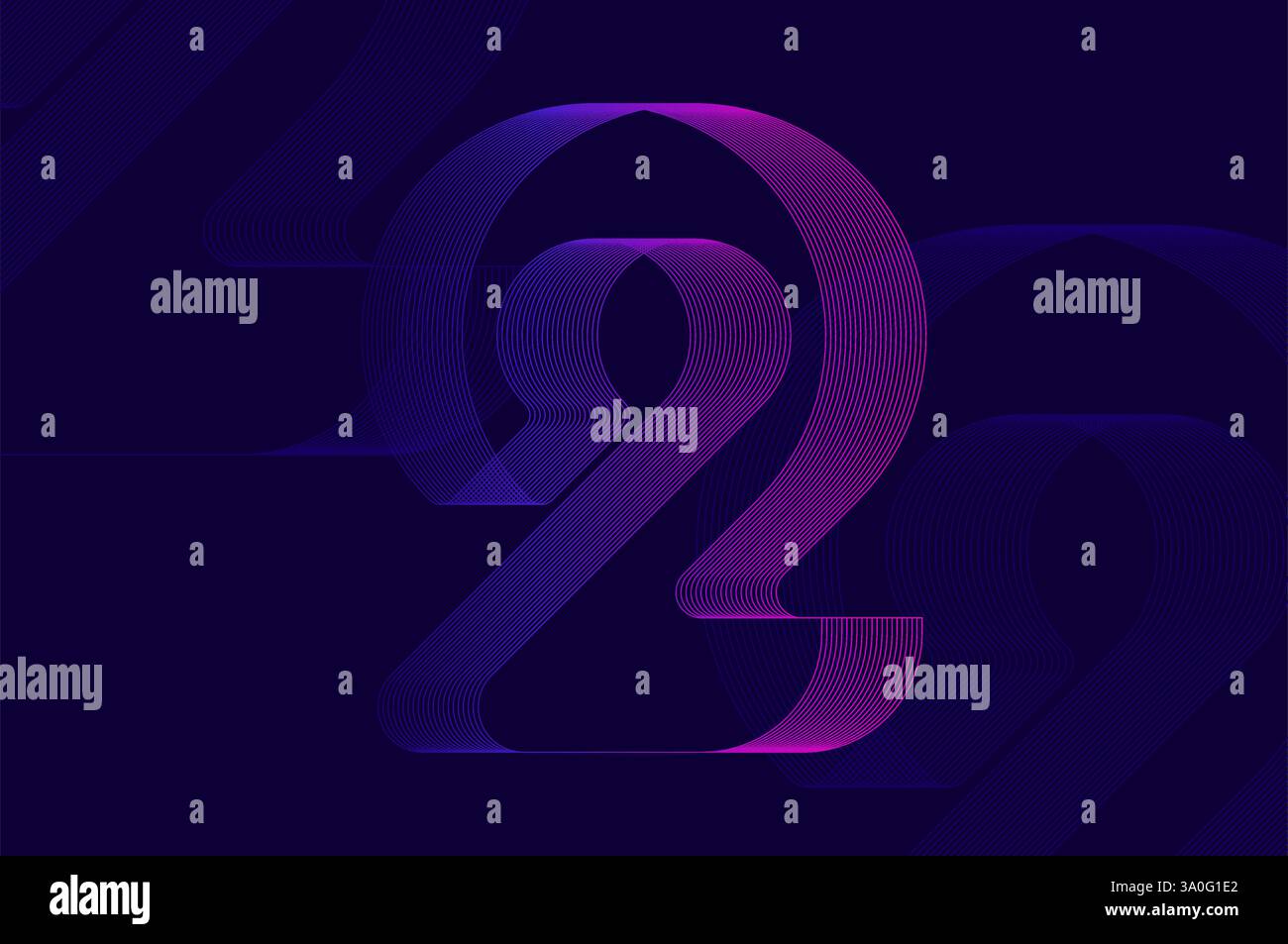 Futuristic retro numeric design glitch efffect with line pattern number ...