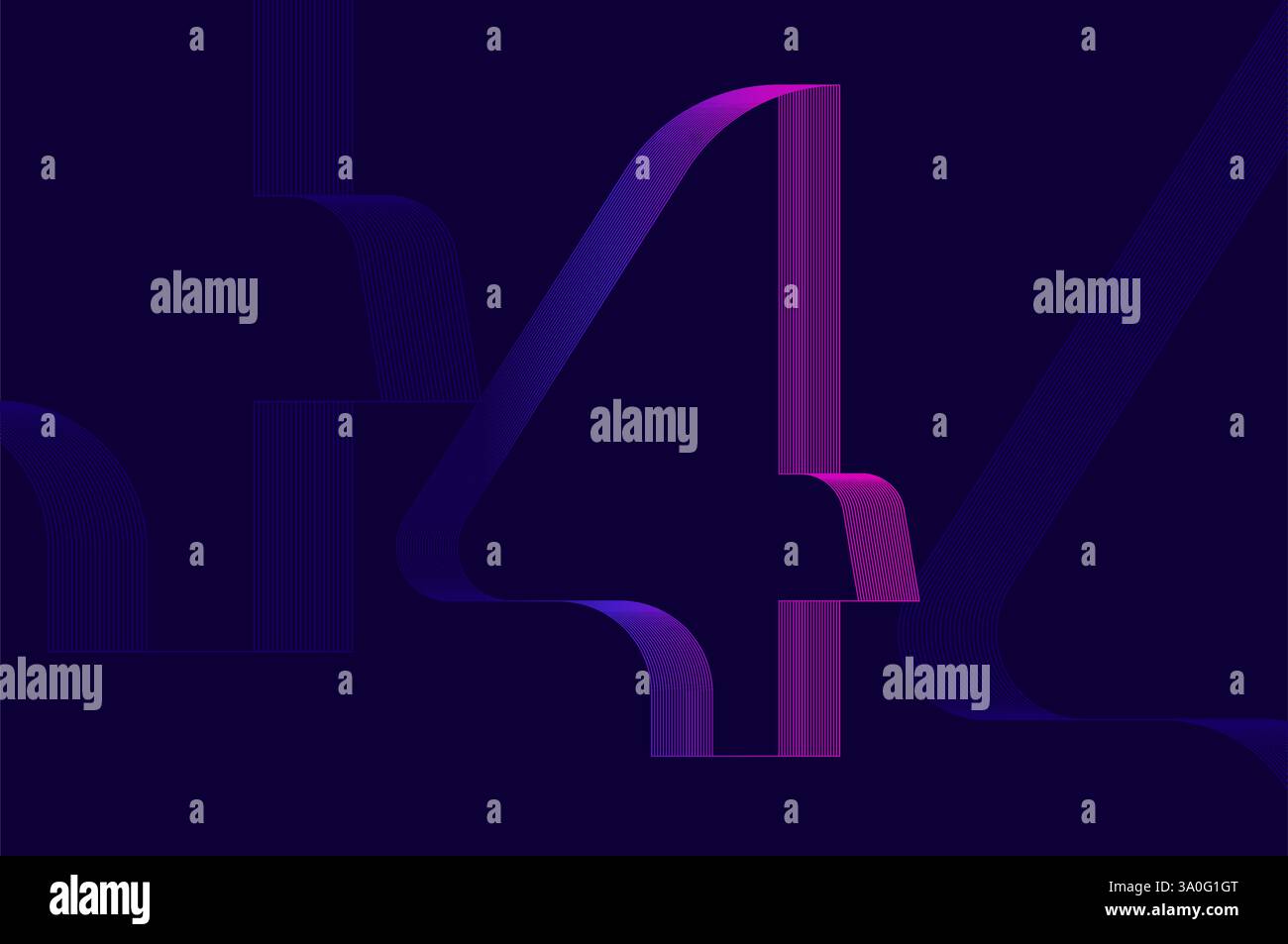 Futuristic retro numeric design glitch efffect with line pattern number ...