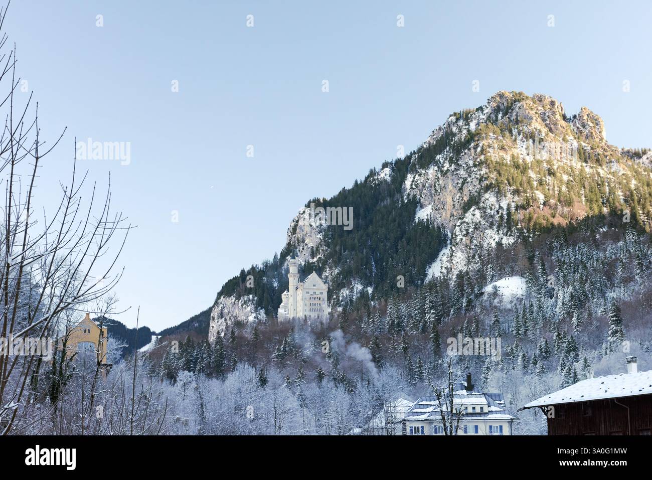 Majestic Neuschwanstein Castle in Snow-Covered Bavarian Alps during ...