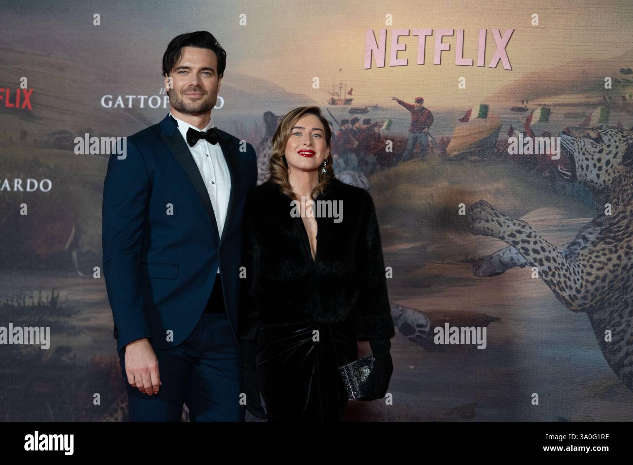 Rome, Italy. 03rd Mar, 2025. Giulio Berruti and Maria Elena Boschi attend the premiere of ''Il ...