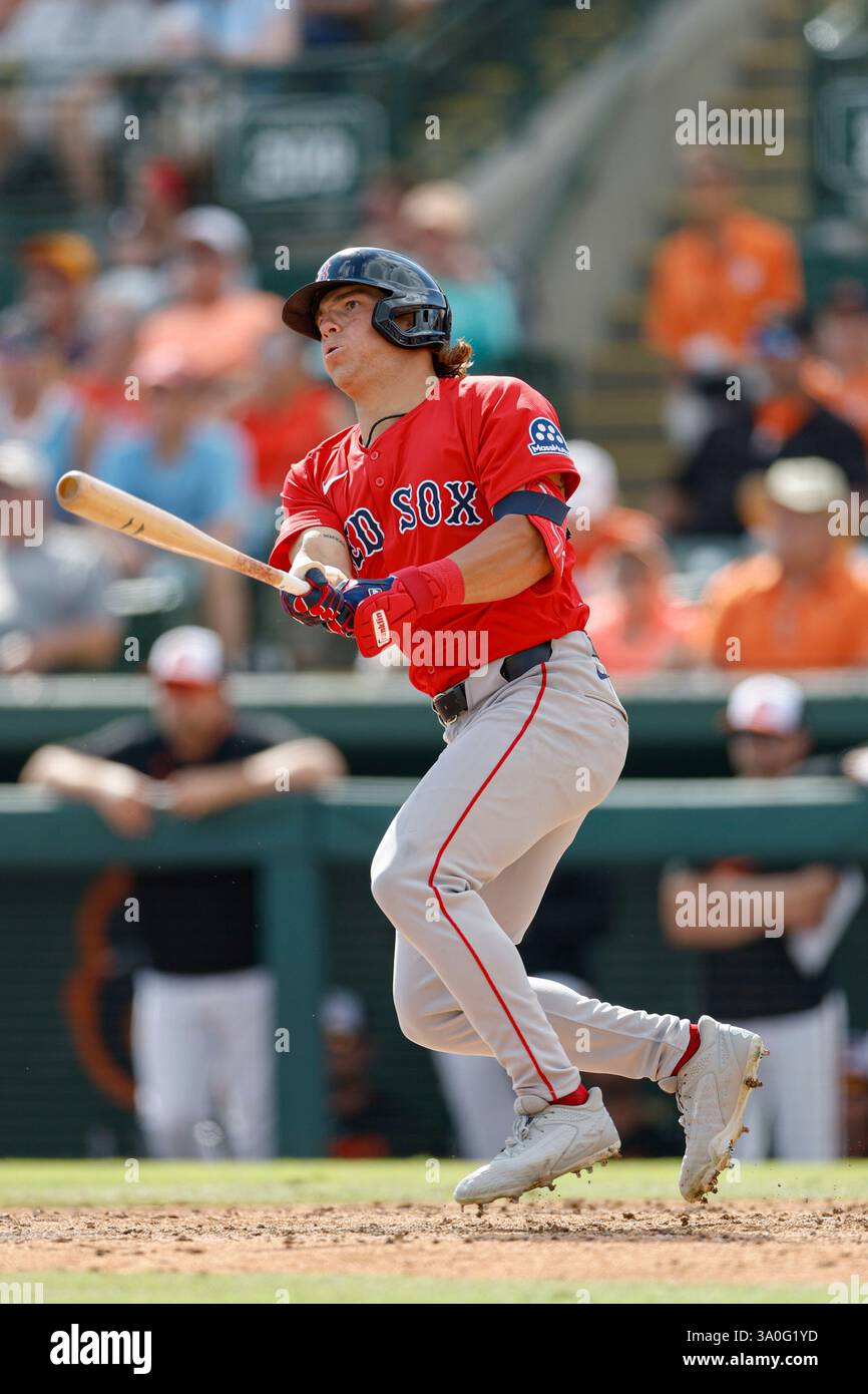 Sarasota FL USA; Boston Red Sox center fielder Nate Eaton (40) doubles ...