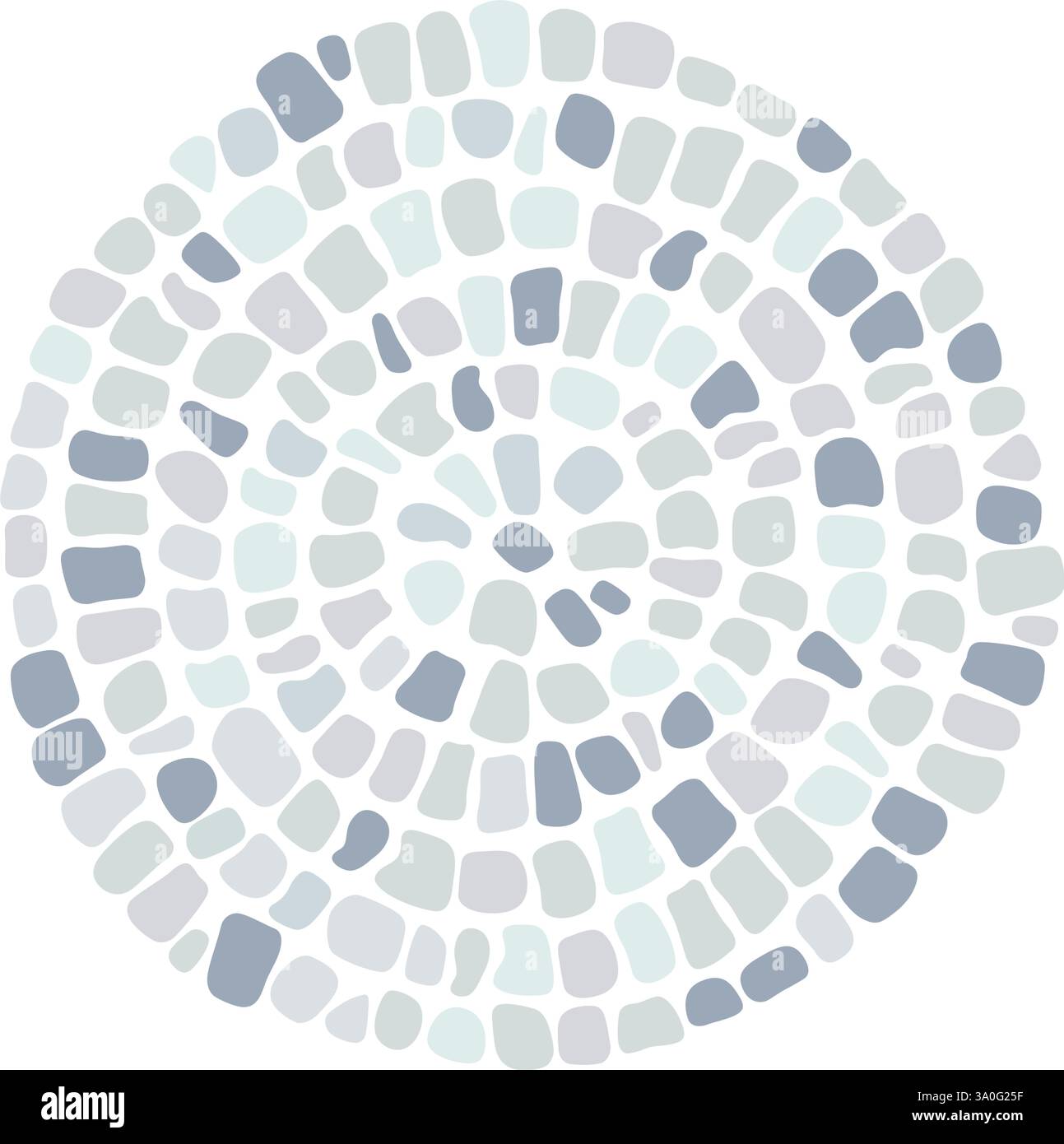 Blue antique stone circular mosaic pattern. Decorative Greek antique stone ornament. Round ...