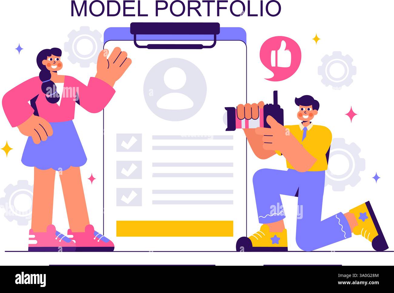 Model Portfolio Vector Illustration featuring a Modeling Agency Manager ...