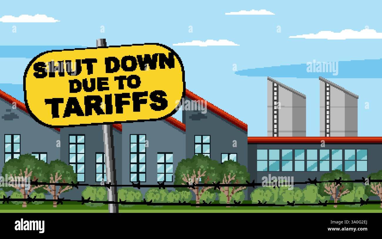Illustration of factory shut down by tariffs Stock Vector Image & Art ...