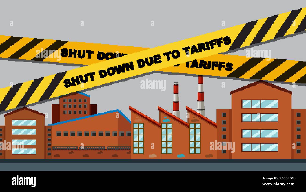 Illustration of factory closure from tariff impact Stock Vector Image ...