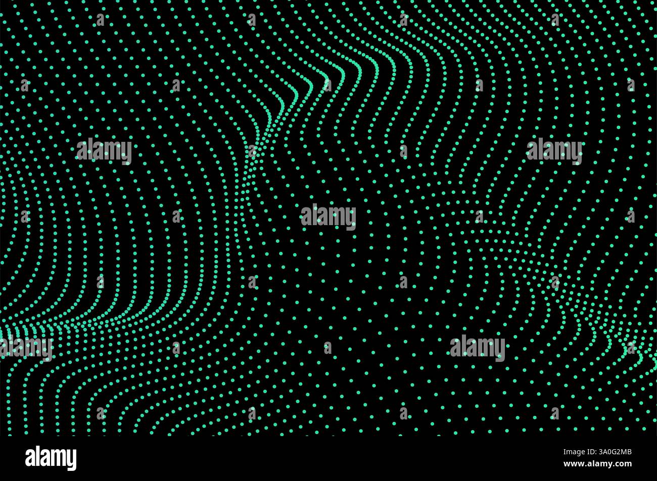 Abstract background flowing dots particle wave light green isolated ...