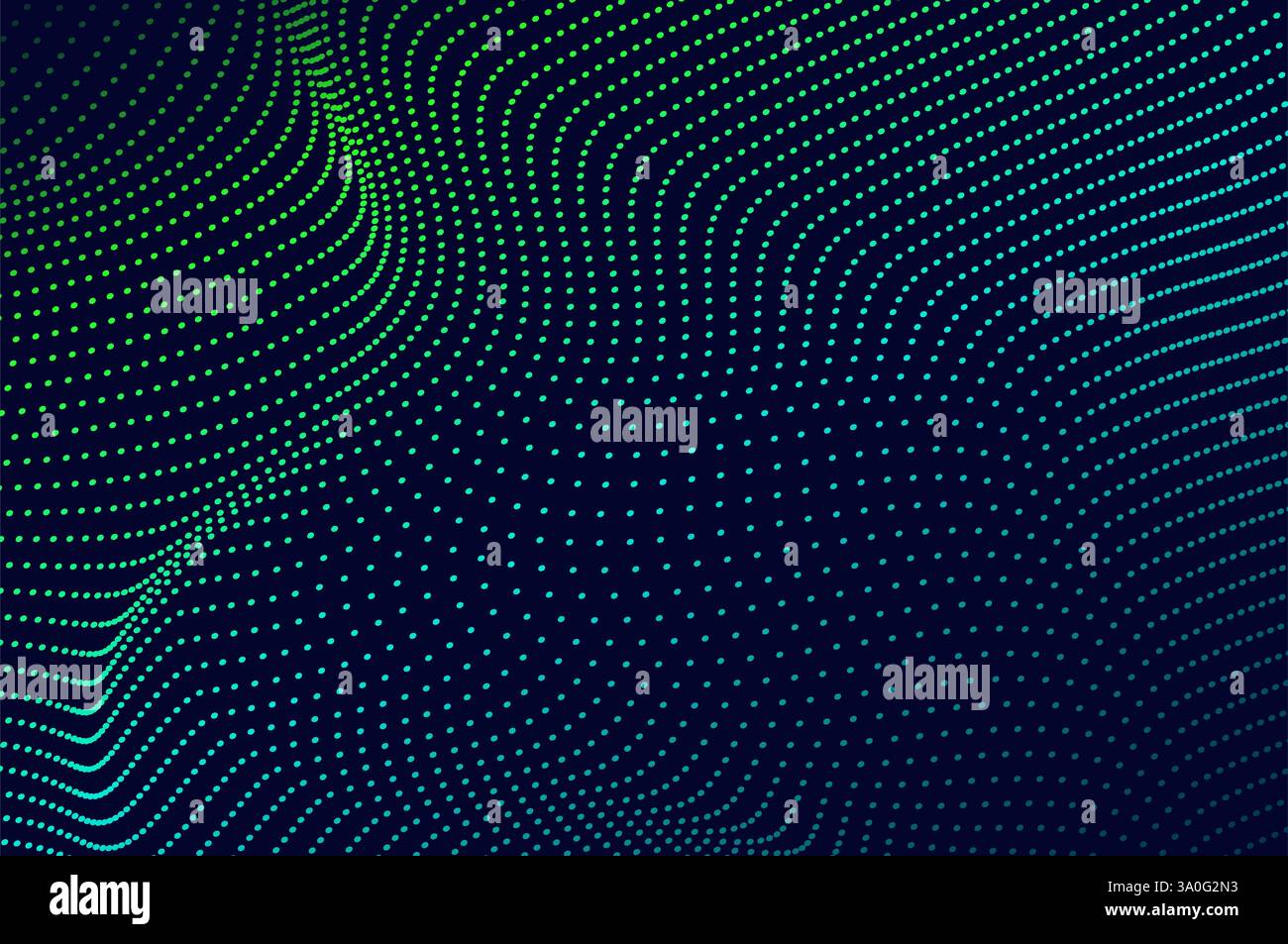 Abstract background flowing dots particle wave blue and light green ...