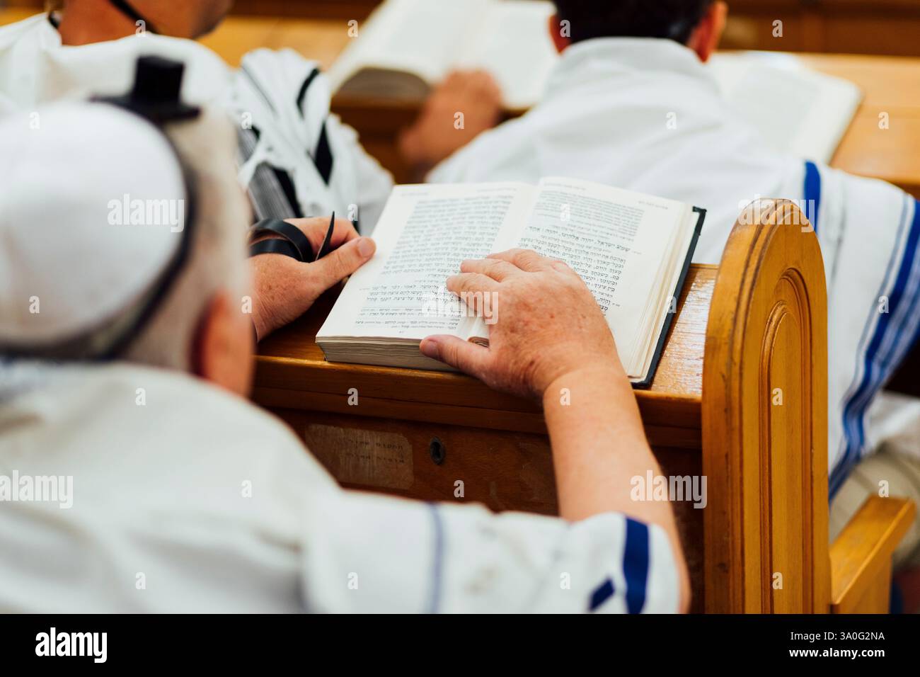 jewish man praying in the synagogue tample of israel practicing the ...