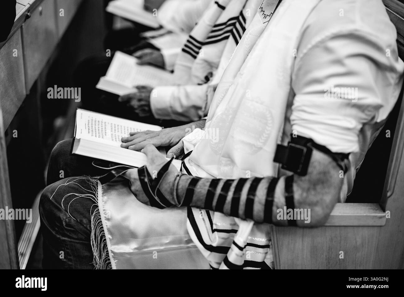 jewish man praying in the synagogue tample of israel practicing the ...