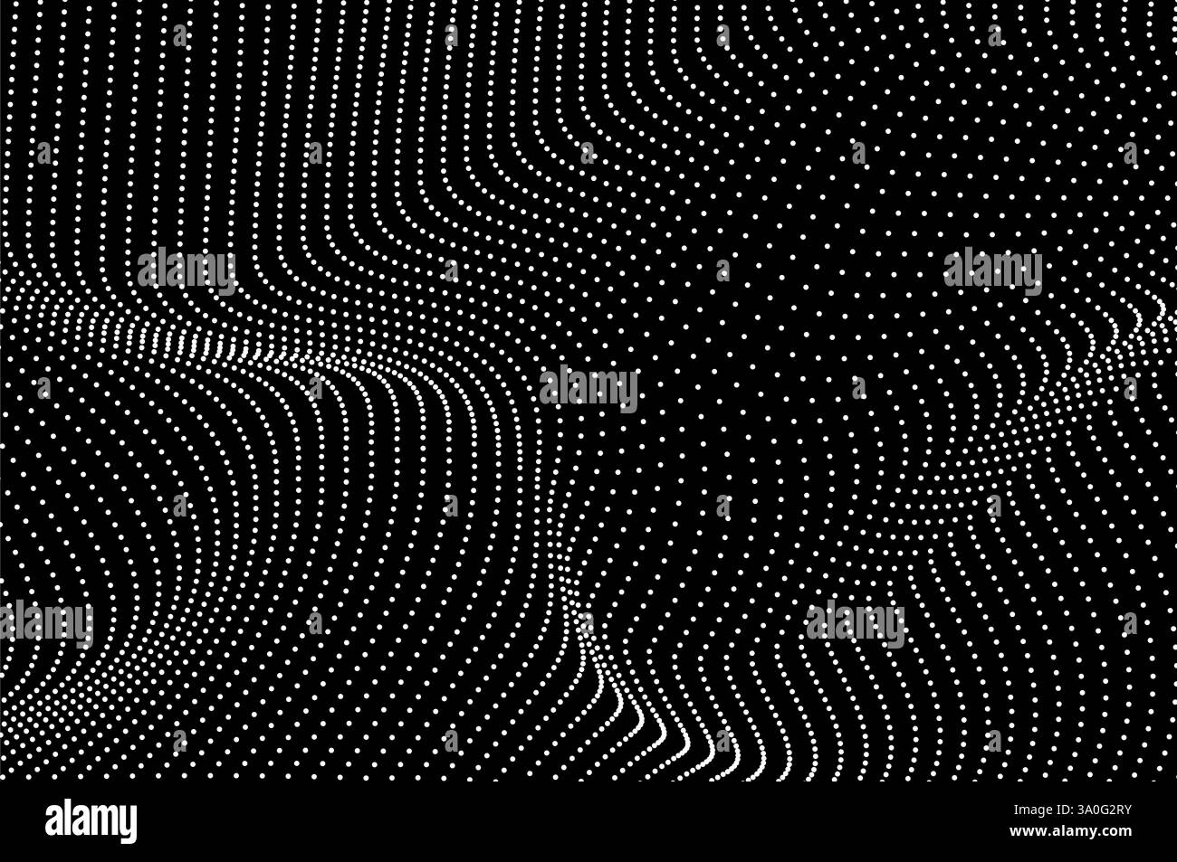 Abstract background flowing dots particle wave black and white. Technology, biology, science and ...