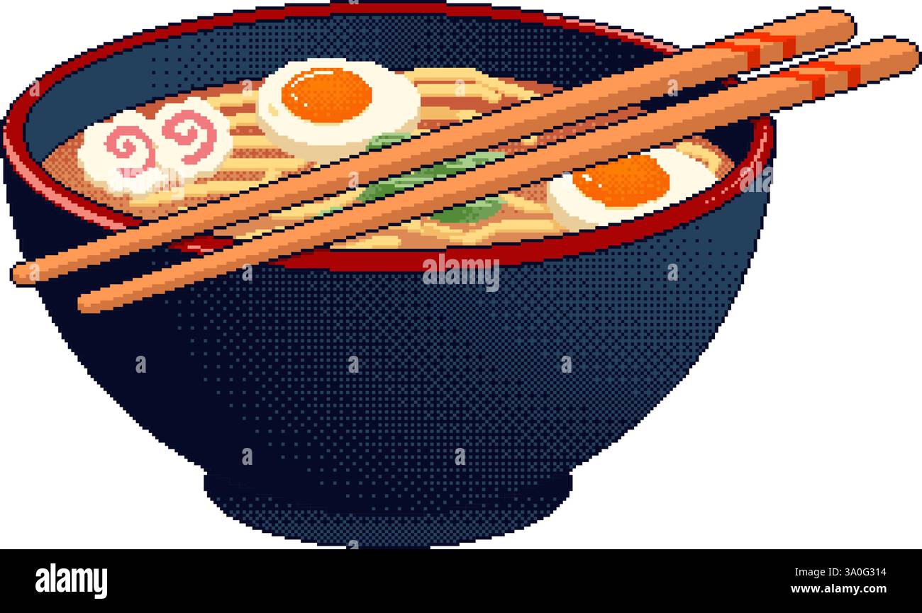 Pixel art Ramen. Pixelated delicious Asian food for retro 8-bit video ...