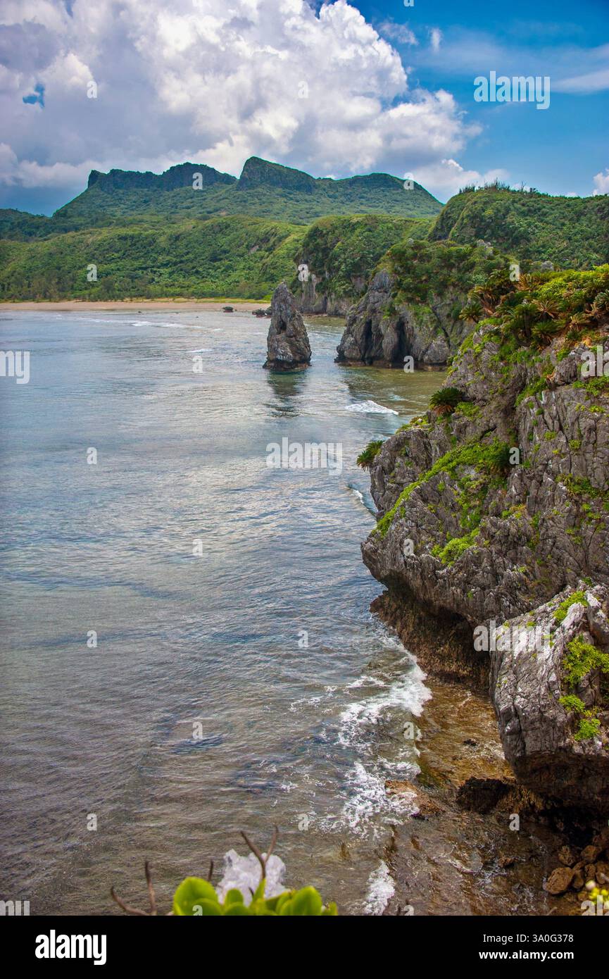 Photo shows Cape Hedo and its environs in the northern part of Okinawa ...