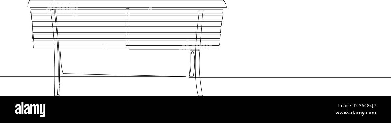 Bench continuous one line drawing, back view. Vector illustration Stock ...