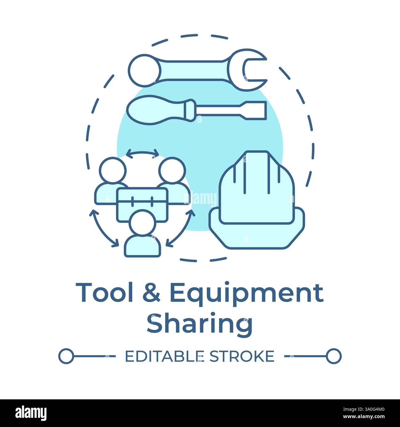 Tool and equipment sharing soft blue concept icon Stock Vector Image ...