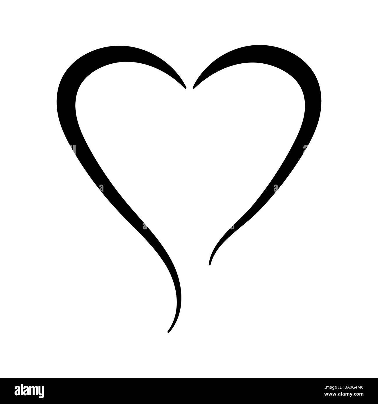Sleek Black Curved Heart Romantic Symbol in Simple Outline Stock Vector ...
