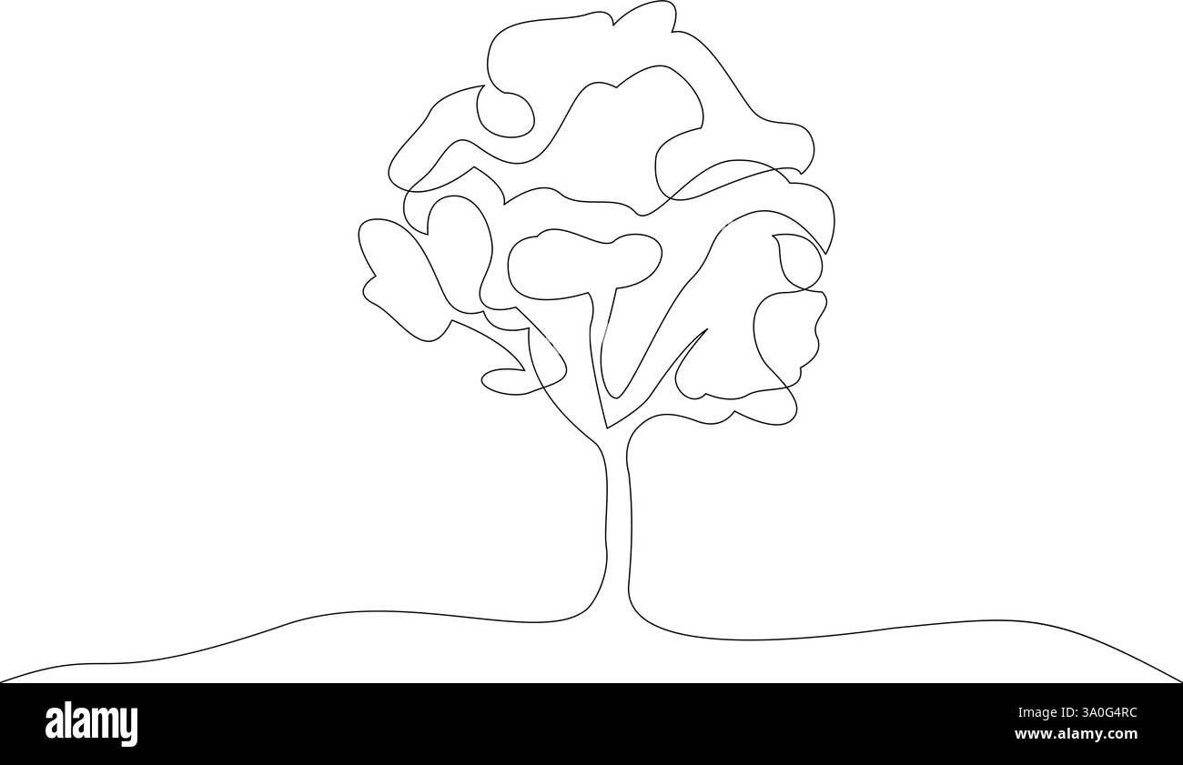 Continuous line drawing of a tree. Nature one line art. Vector ...