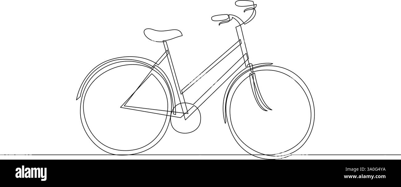 Bicycle continuous one line drawing. Retro pedal cycle black linear ...
