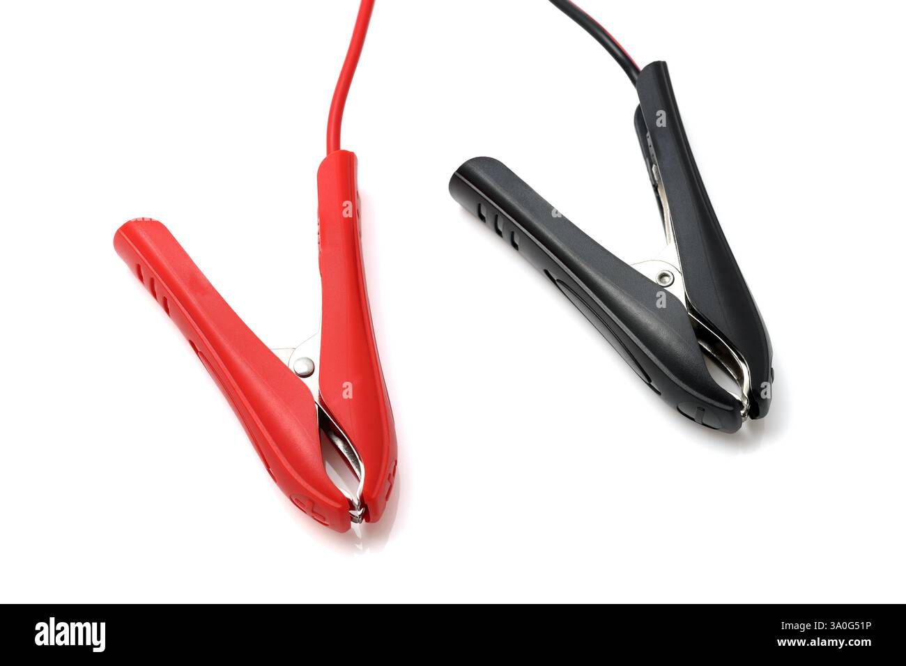 alligator clips for charging car batteries on white background Stock ...