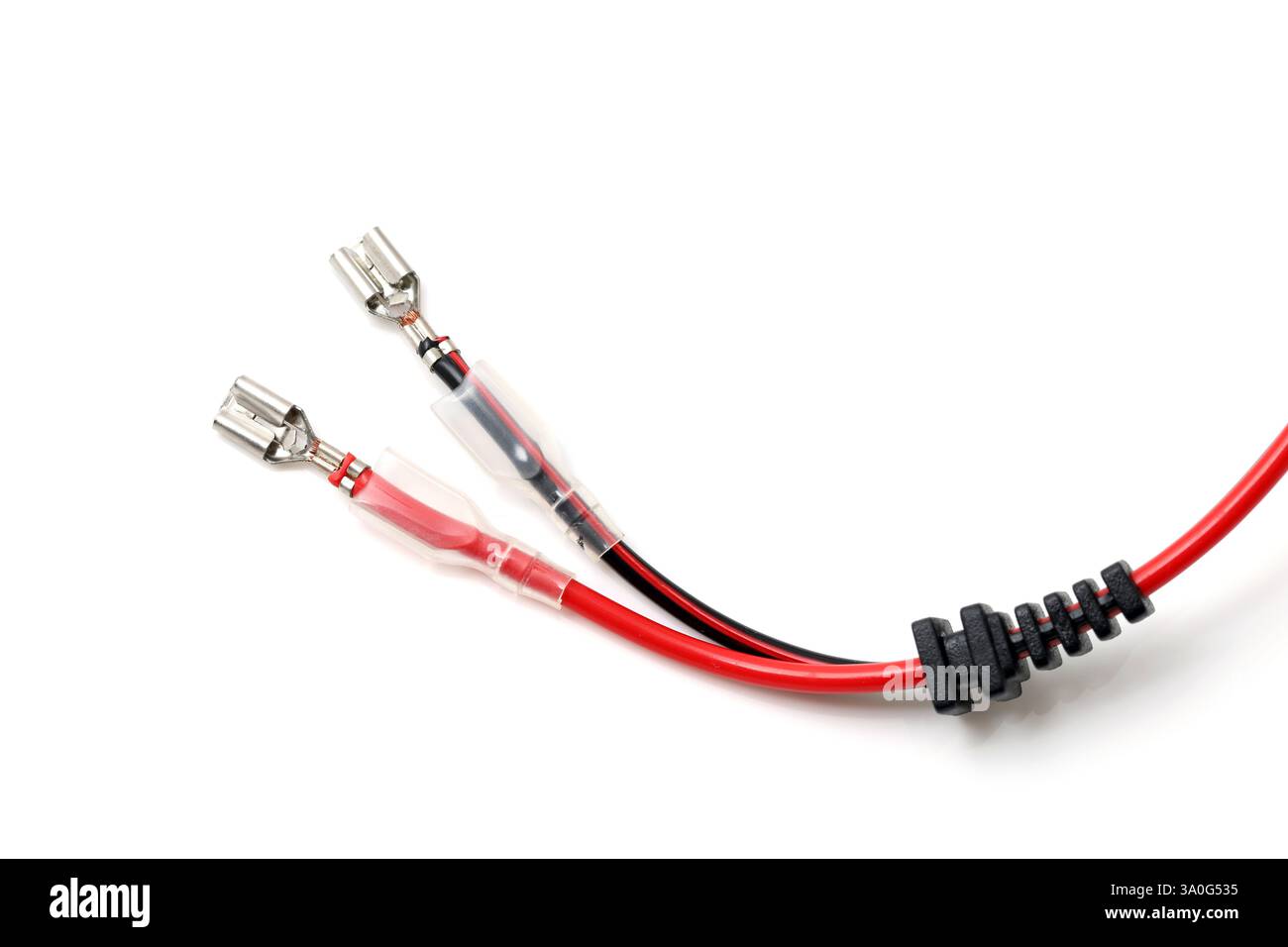 electrical plastic insulated cable with plugs on white background Stock ...