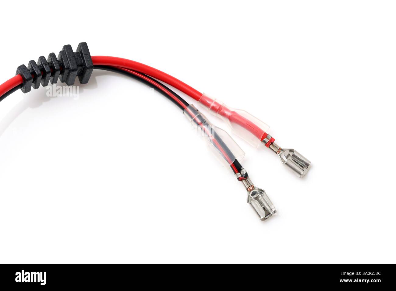 electrical plastic insulated cable with plugs on white background Stock ...