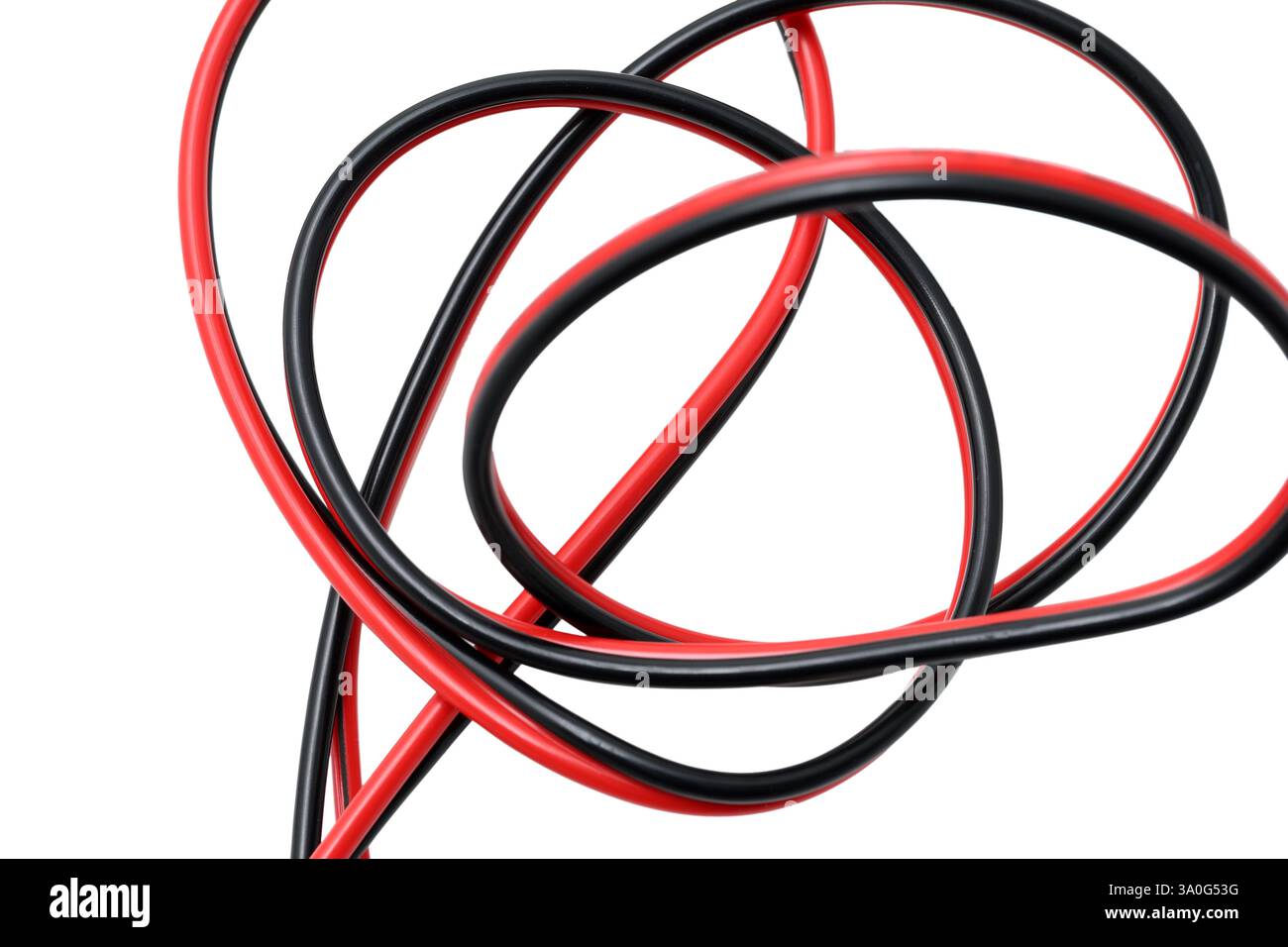 close up of electrical plastic insulated cable on white background ...