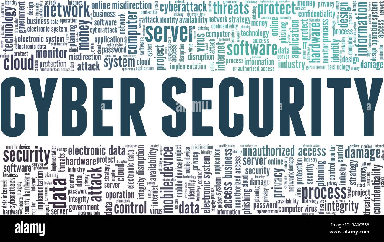 Cyber Security vector illustration word cloud isolated on a white ...