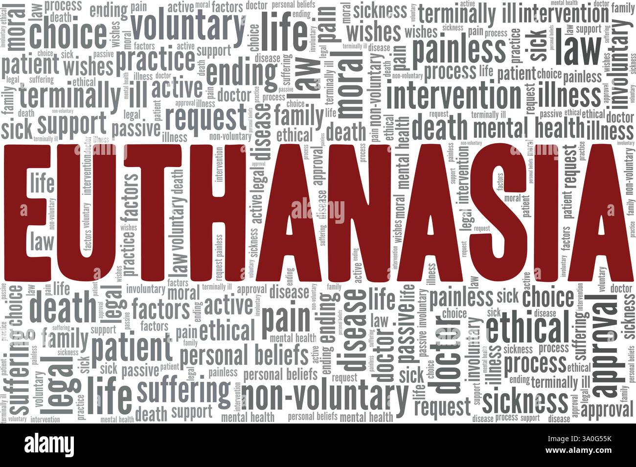Euthanasia vector illustration word cloud isolated on a white ...