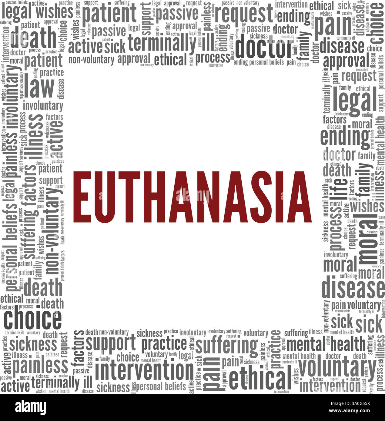 Euthanasia vector illustration word cloud isolated on a white ...
