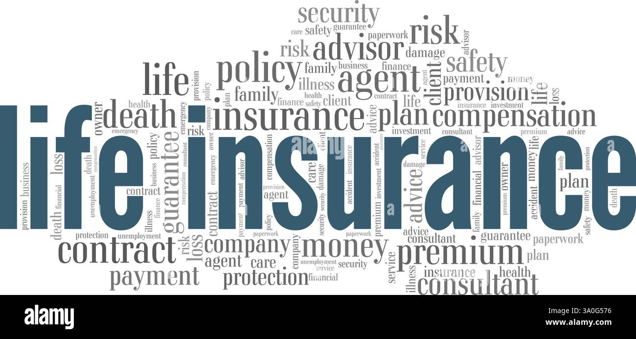 Life Insurance vector illustration word cloud isolated on a white ...