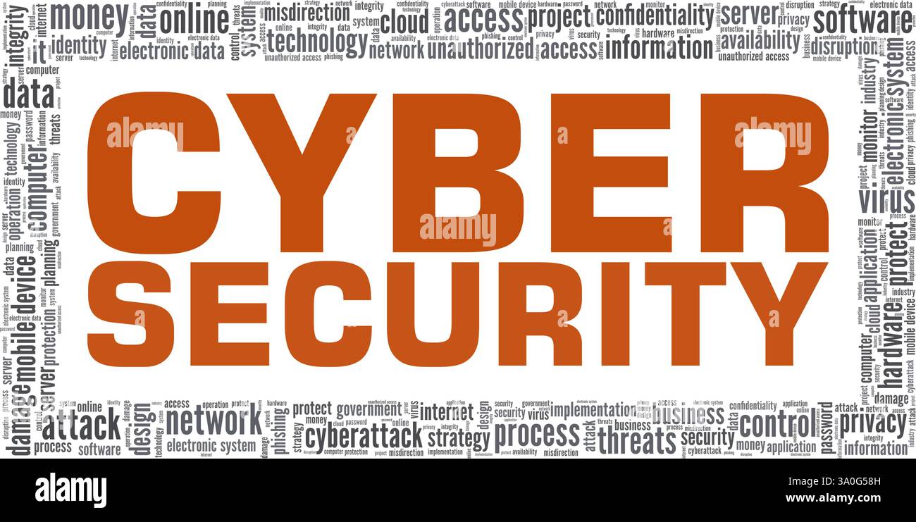 Cyber Security vector illustration word cloud isolated on a white ...