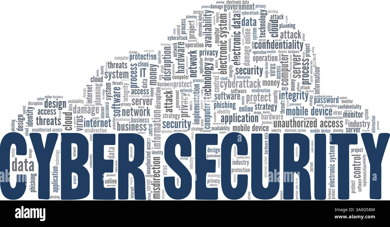 Cyber Security vector illustration word cloud isolated on a white ...
