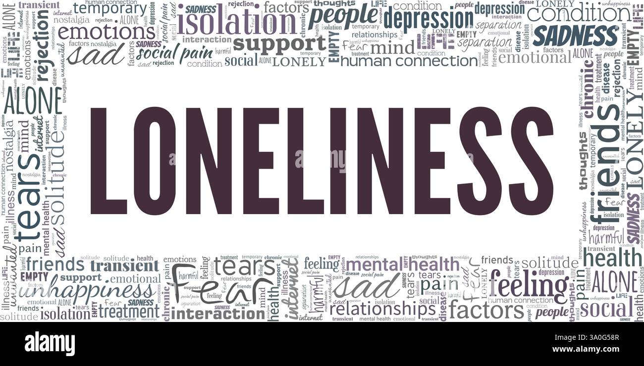 Loneliness vector illustration word cloud isolated on a white ...