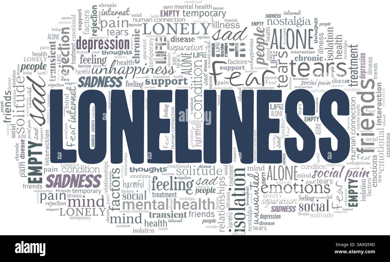 Loneliness vector illustration word cloud isolated on a white ...