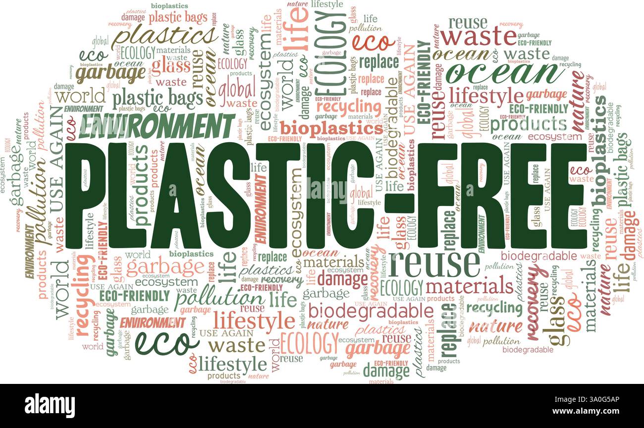 Plastic-free vector illustration word cloud isolated on a white ...