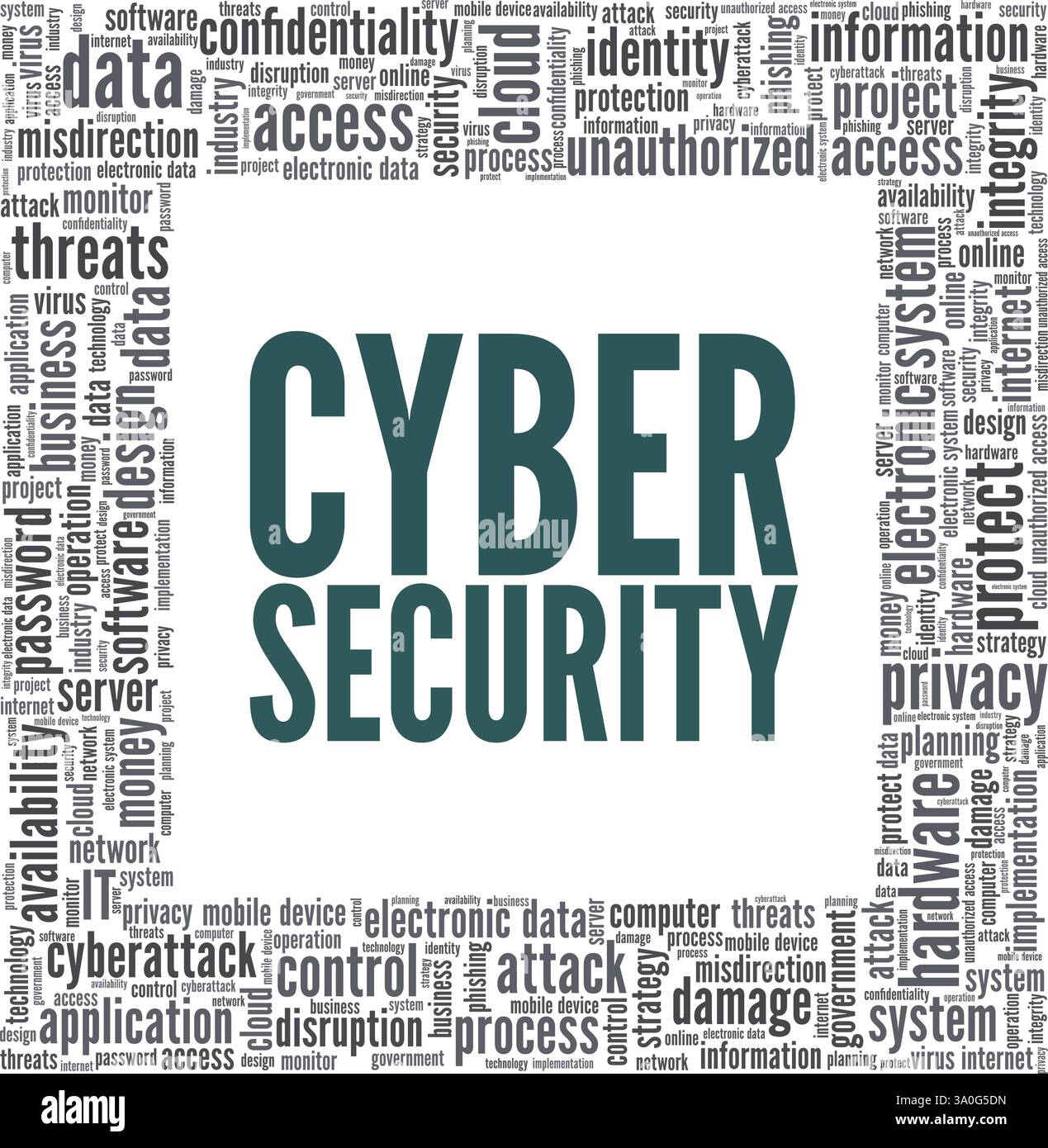 Cyber Security vector illustration word cloud isolated on a white ...