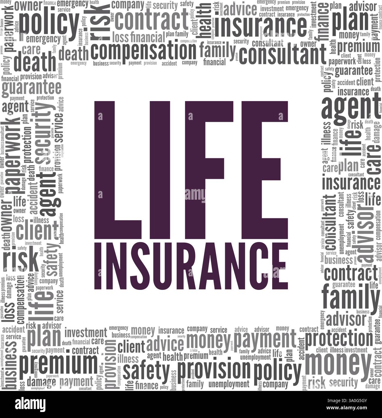 Life Insurance vector illustration word cloud isolated on a white ...