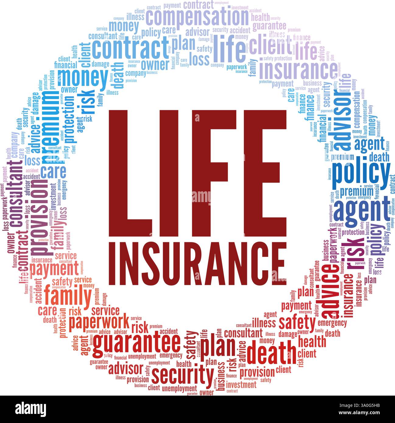 Life Insurance vector illustration word cloud isolated on a white ...