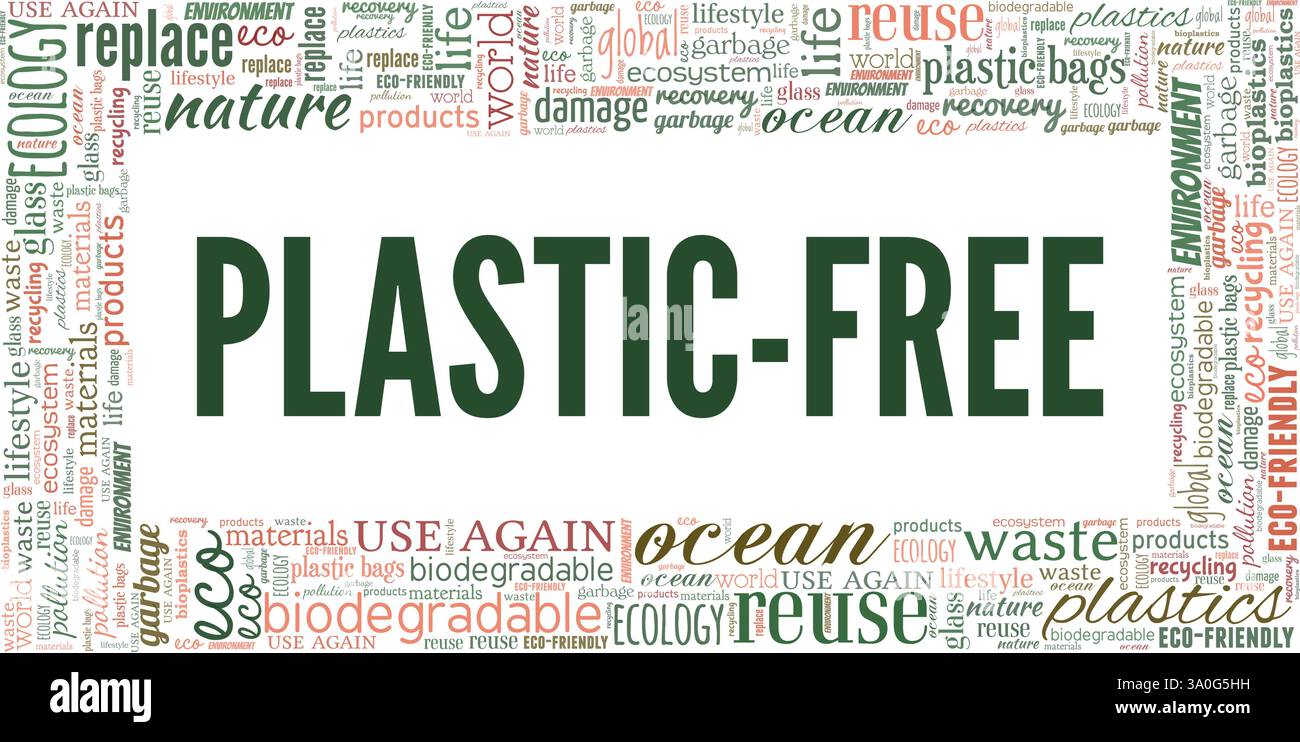 Plastic-free vector illustration word cloud isolated on a white ...