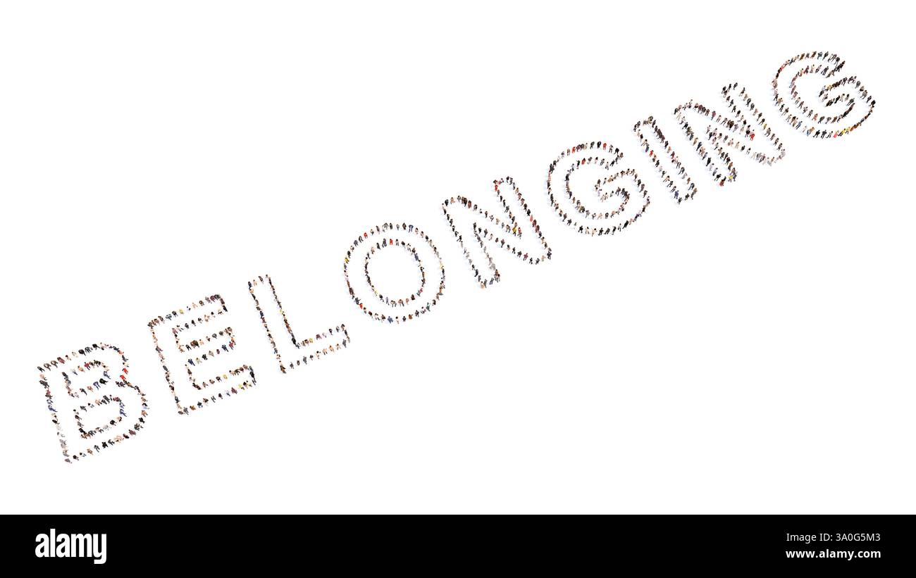 Concept or conceptual large community of people forming the word ...