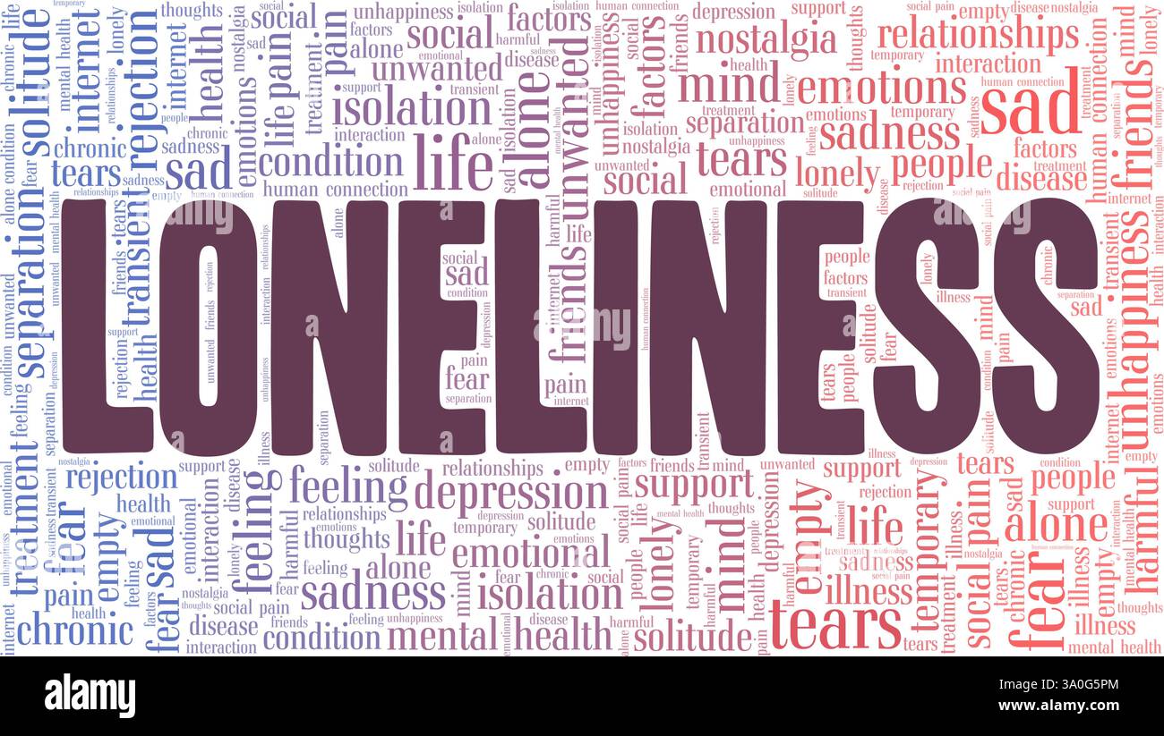 Loneliness vector illustration word cloud isolated on a white ...