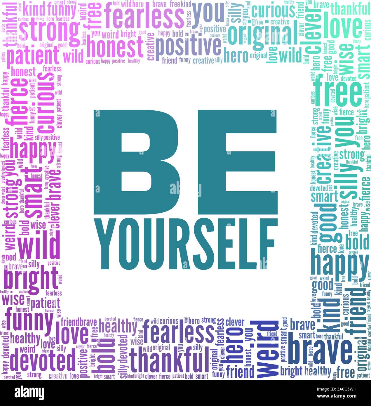 Be Yourself vector illustration word cloud isolated on a white ...