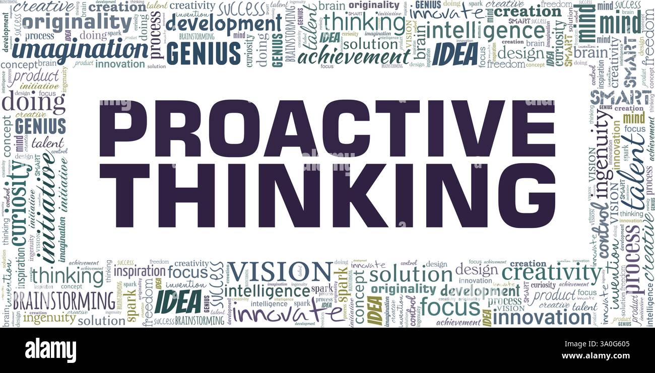 Proactive Thinking vector illustration word cloud isolated on a white ...
