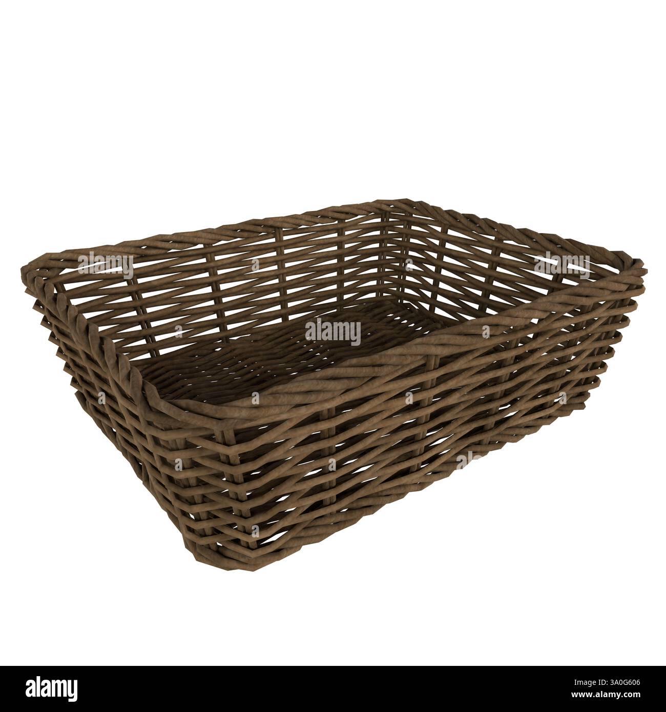 A sturdy, rectangular woven basket featured in a natural brown color ...