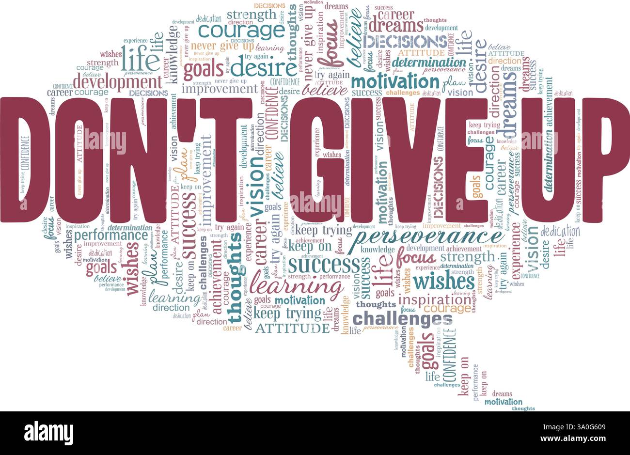 Don't Give Up vector illustration word cloud isolated on a white ...