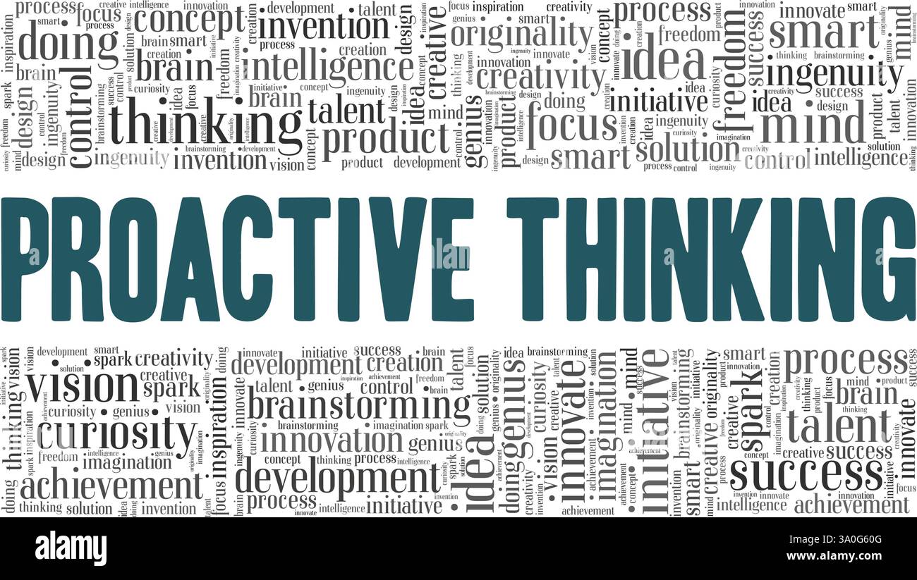 Proactive Thinking vector illustration word cloud isolated on a white ...