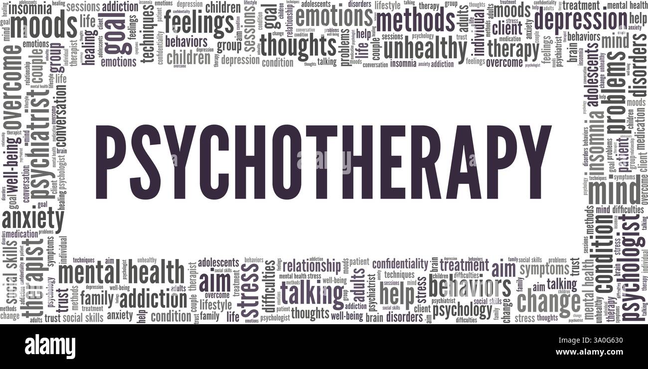 Psychotherapy vector illustration word cloud isolated on a white ...