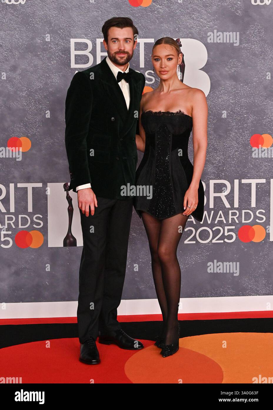 ***STRICTLY EDITORIAL USE ONLY*** Jack Whitehall and Roxy Horner attends The BRIT Awards 2025 in ...