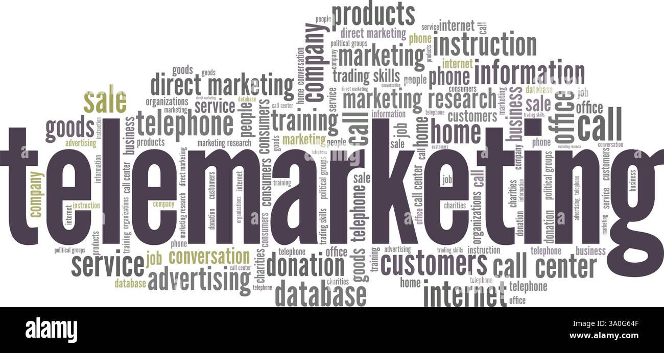 Telemarketing vector illustration word cloud isolated on a white ...
