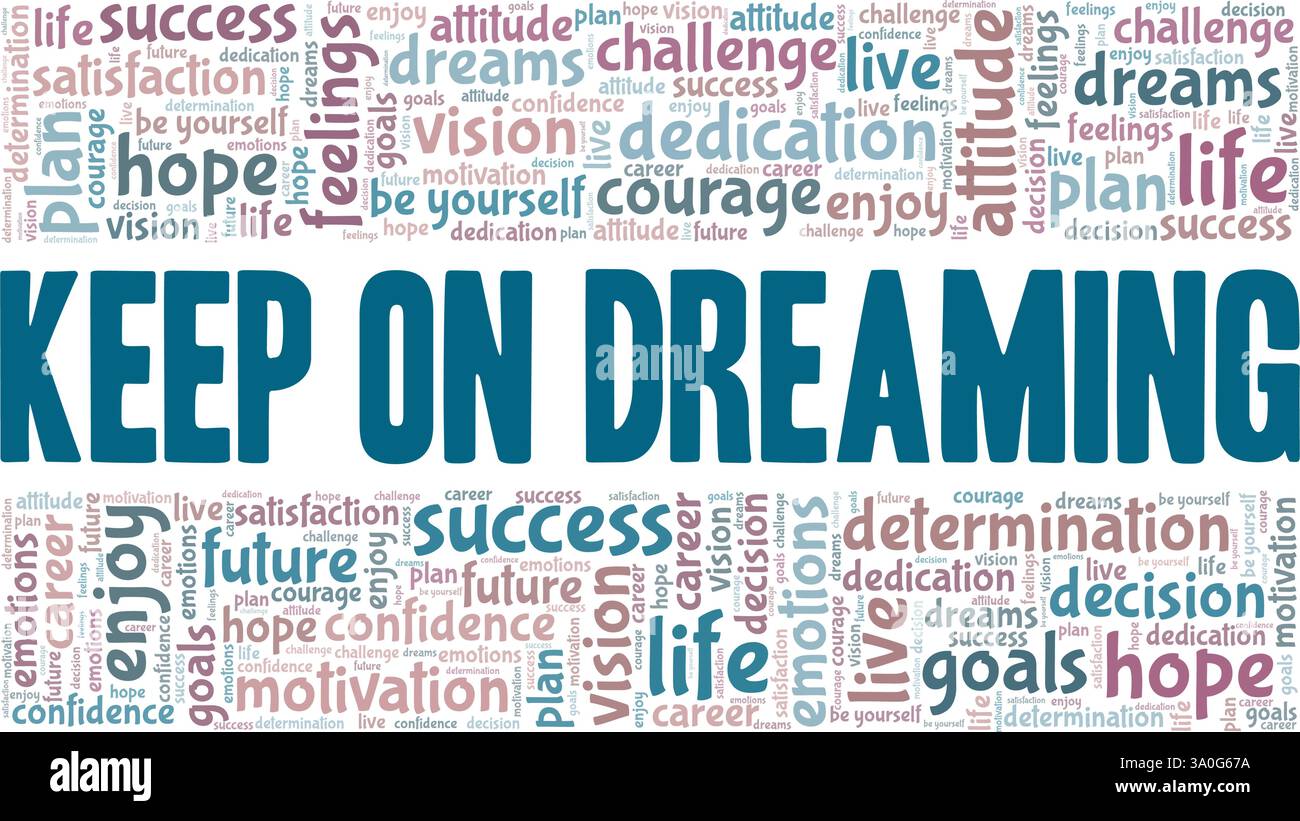 Keep on Dreaming vector illustration word cloud isolated on a white ...
